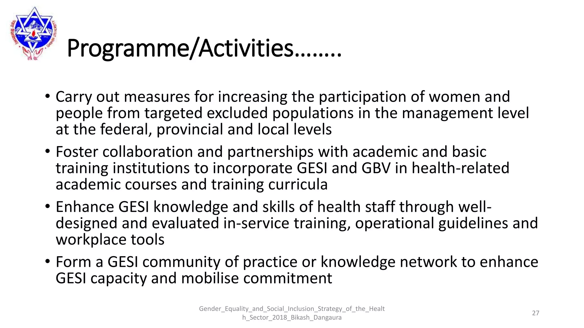 Gender equality and social inclusion strategy | PPTX