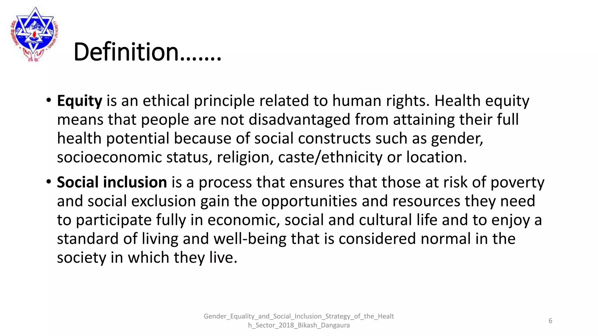 Gender equality and social inclusion strategy | PPTX