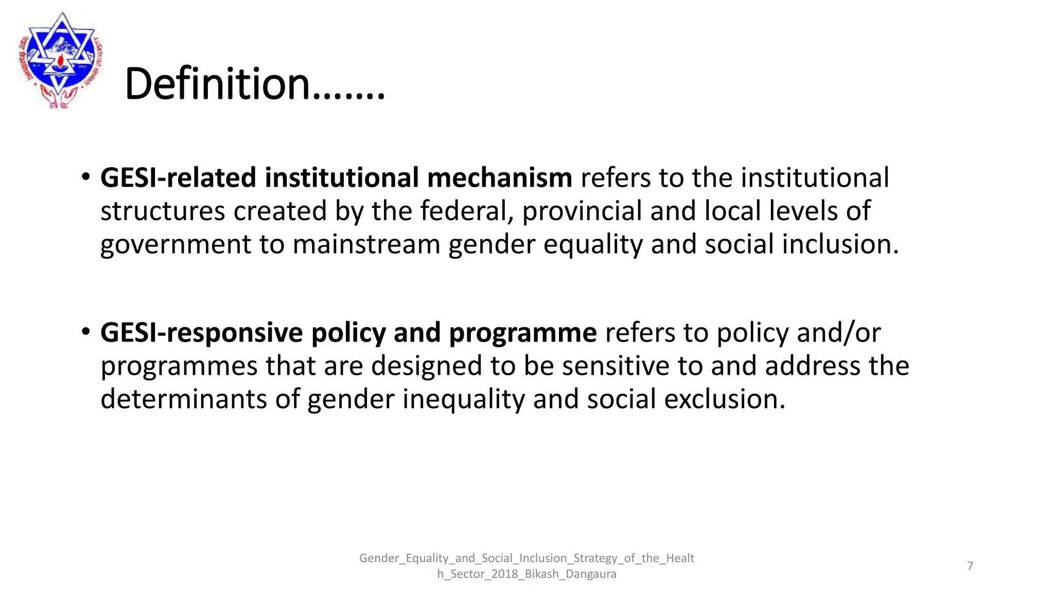 Gender equality and social inclusion strategy | PPTX