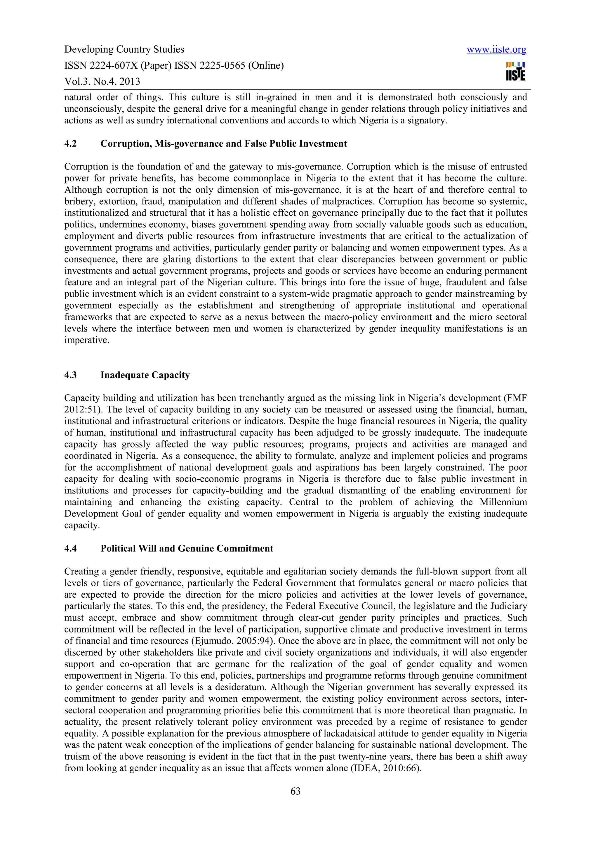 Gender equality and women empowerment in nigeria | PDF