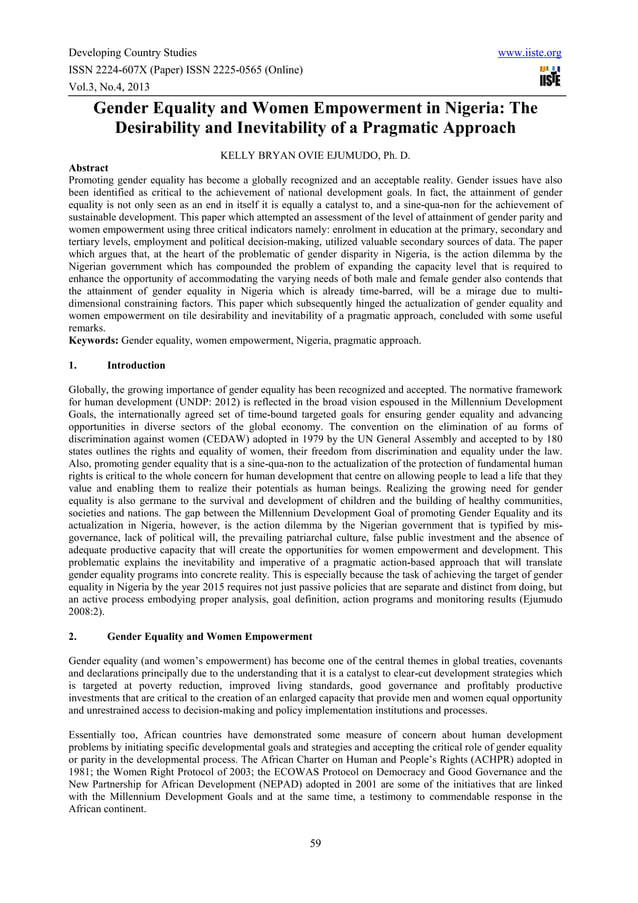 Gender equality and women empowerment in nigeria | PDF