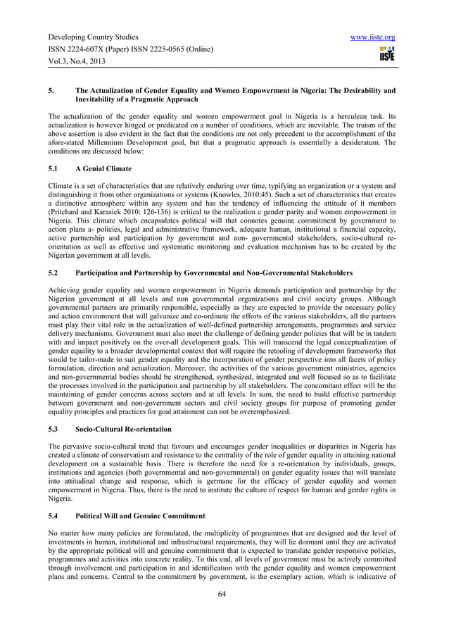 Gender equality and women empowerment in nigeria | PDF