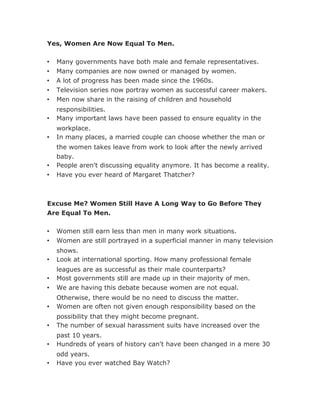 Gender equality debate | DOC