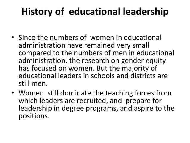 Gender equality in educational leadership | PPT