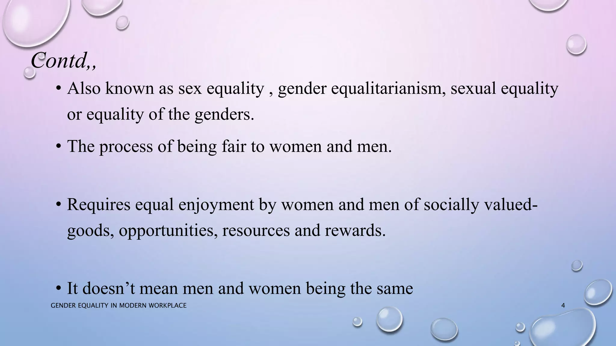 Gender equality in modern workplace | PPTX