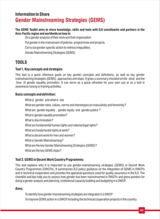 Gender equality & mainstreaming toolkit for Pakistan ILO & HRDN | PDF
