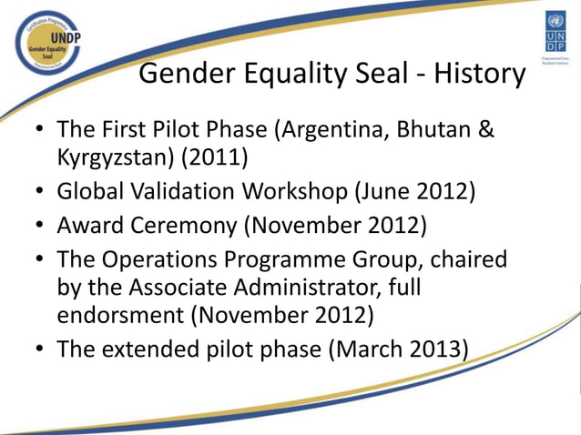 UNDP Gender Equality Seal in Europe and the CIS Region | PPTX