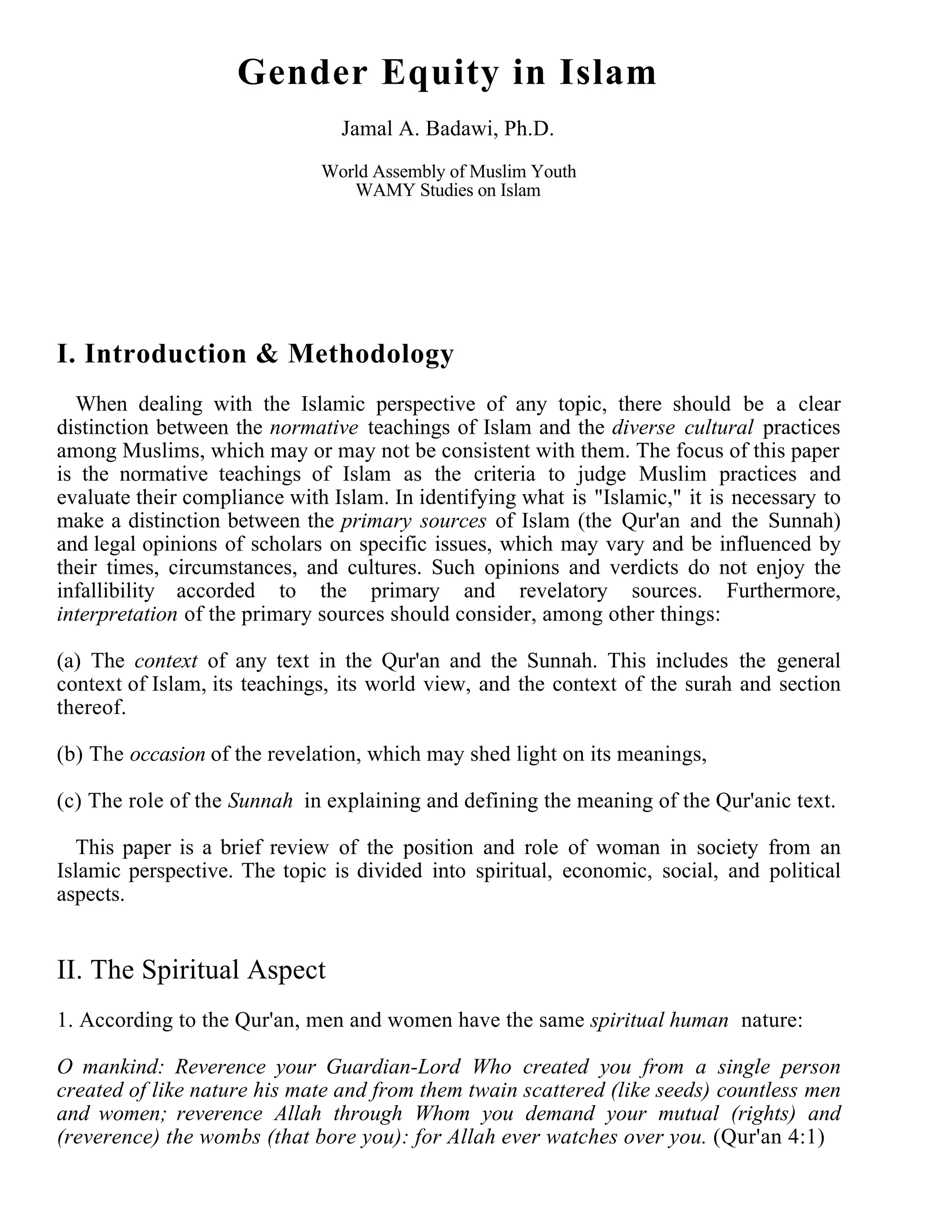 Gender equity in_islam | PDF