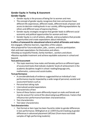 Gender equity in testing | DOCX