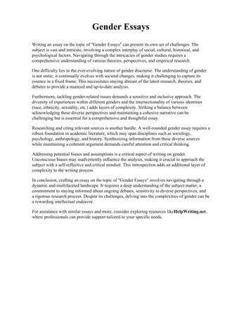 Gender Essays. Georgian Court University | PDF