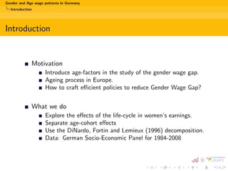 Gender and Age wage patterns in Germany | PPT