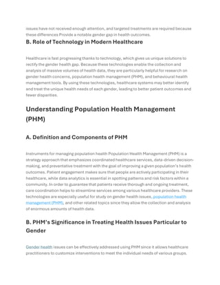 Technology Addressing Gender Health Issues with Advanced Population ...