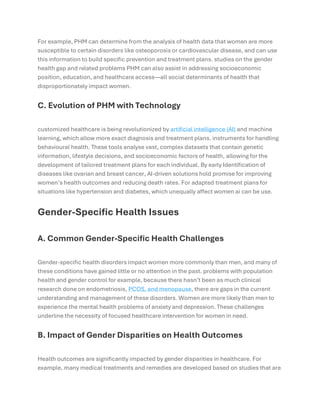 Technology Addressing Gender Health Issues with Advanced Population ...