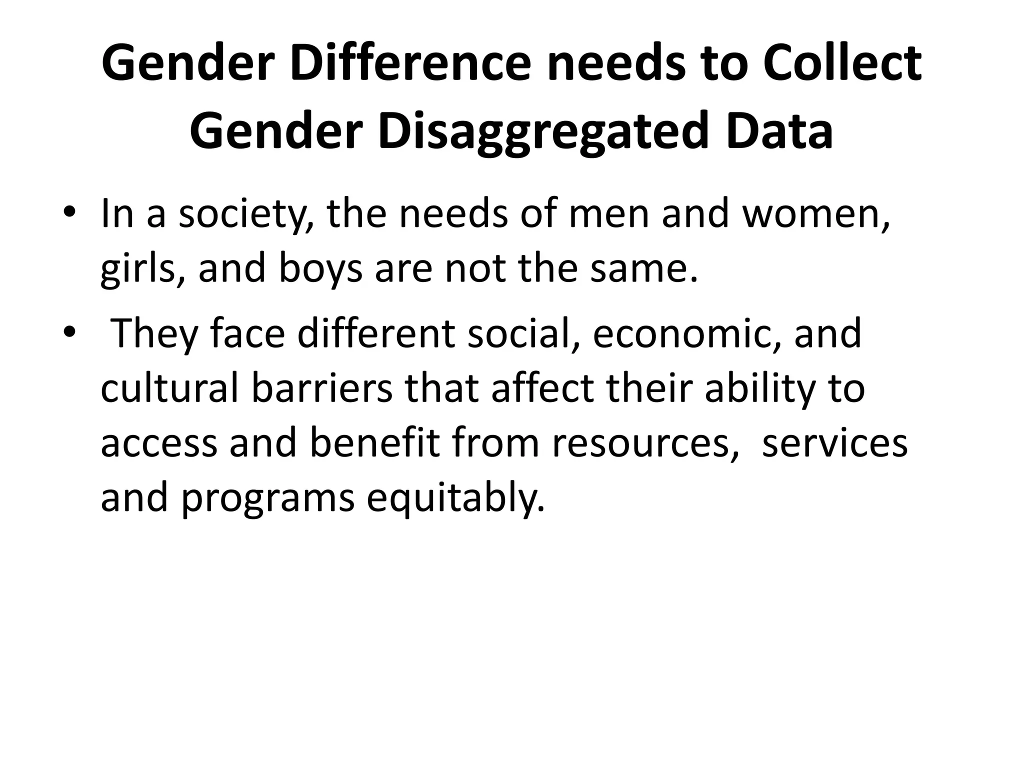Gender indicators and sex disaggregated data | PPTX