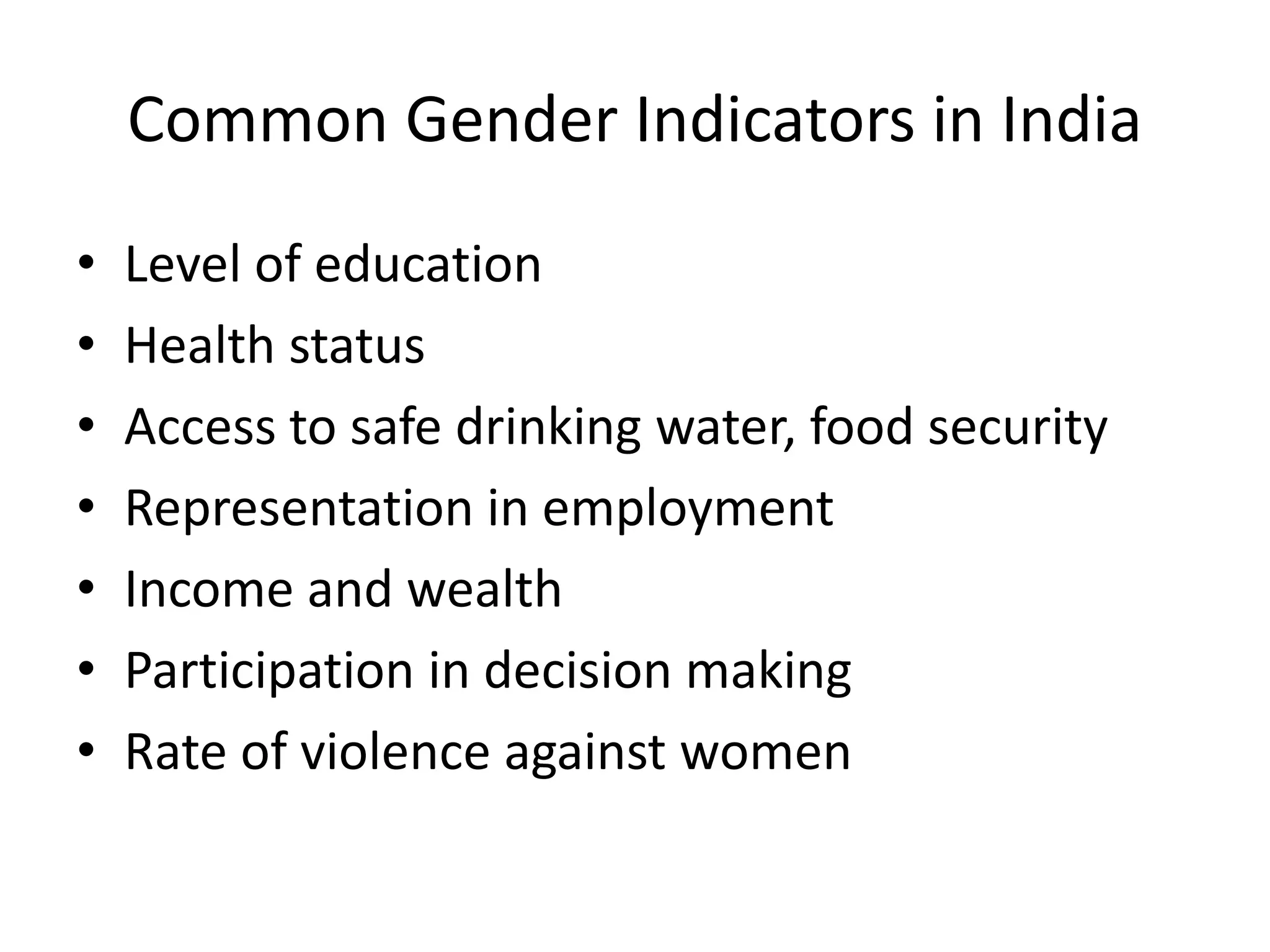 Gender Indicators And Sex Disaggregated Data Ppt