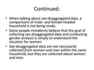 Gender indicators and sex disaggregated data | PPTX