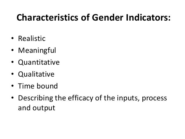 Gender Indicators And Sex Disaggregated Data