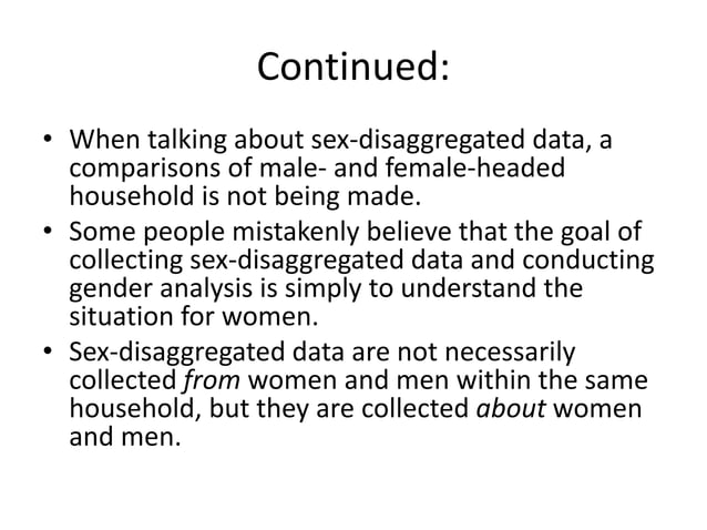 Gender Indicators And Sex Disaggregated Data Ppt