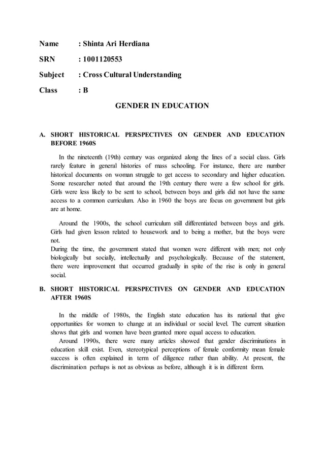 Gender in education | DOCX