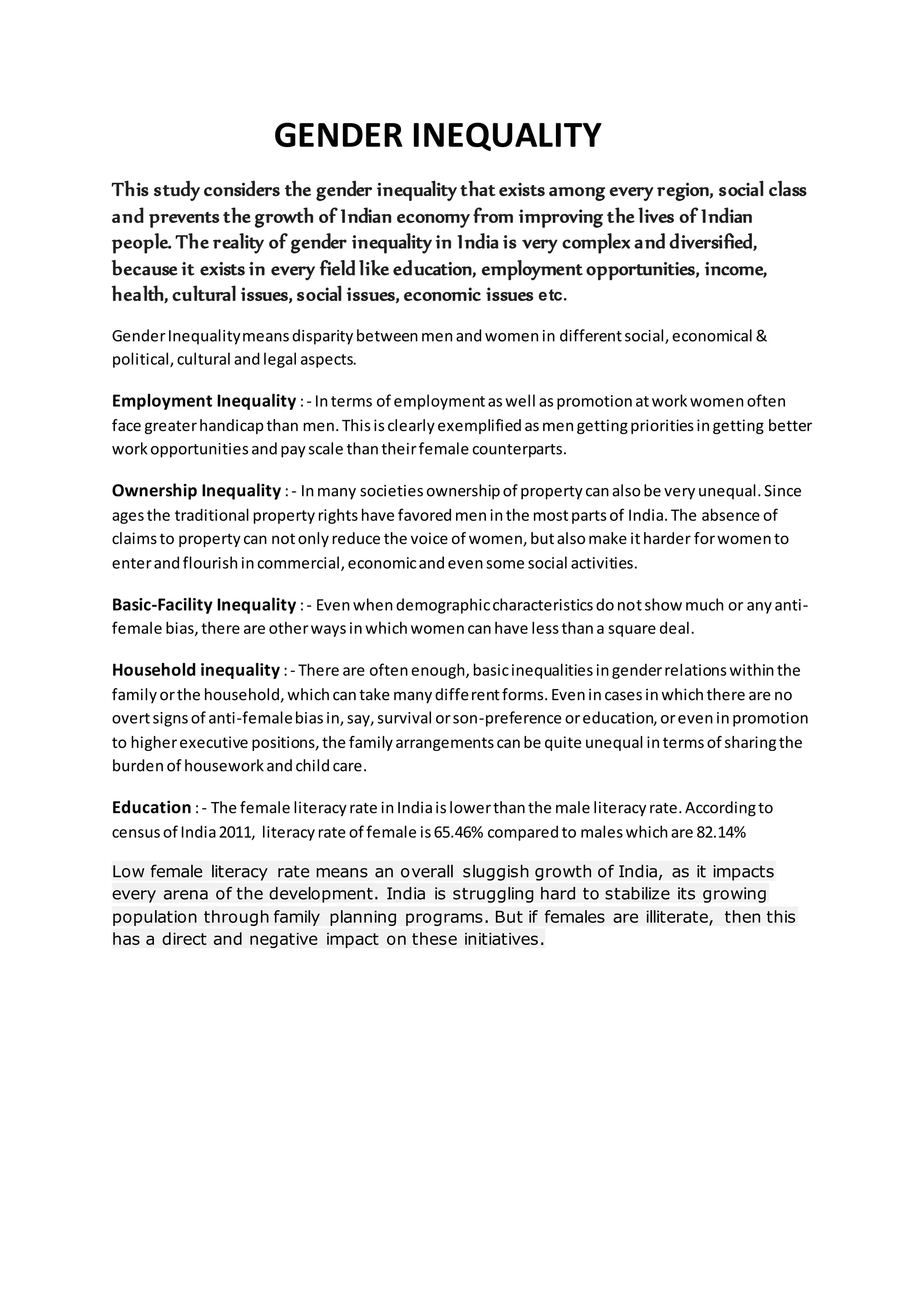 Gender inequality | DOCX