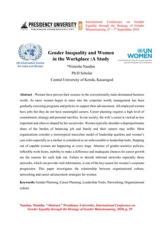 Gender Inequality and Women in the Workplace :A Study | PDF