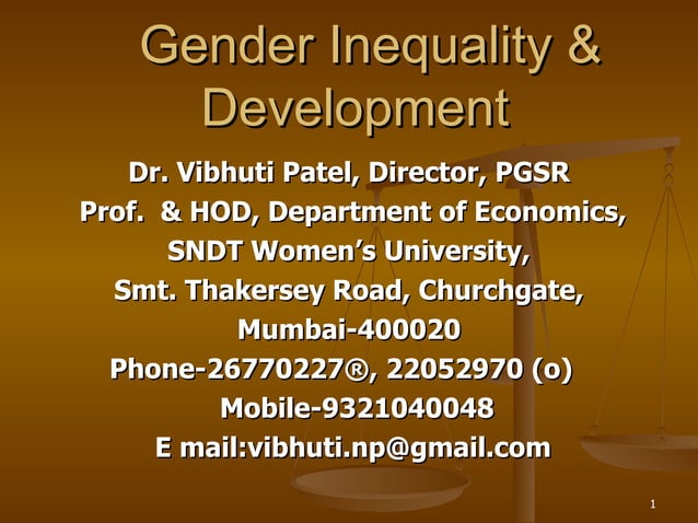 Gender inequality & development | PPT