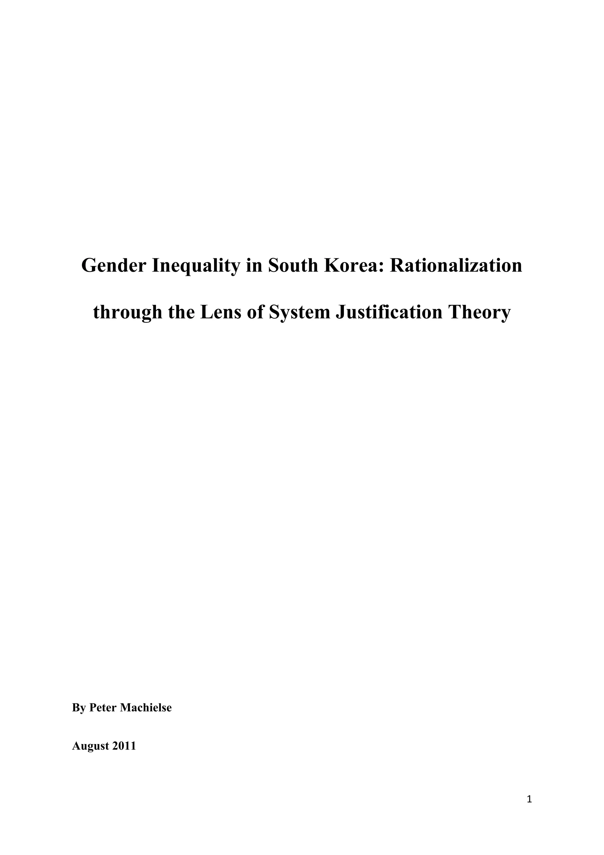 Gender inequality in south korea rationalization through the lens of ...