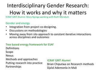 Integrating gender research into agricultural and environmental ...