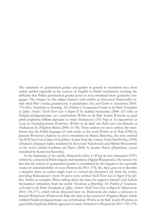 Gender in Translation - as Exemplified by Michał Witkowski's Lubiewo ...