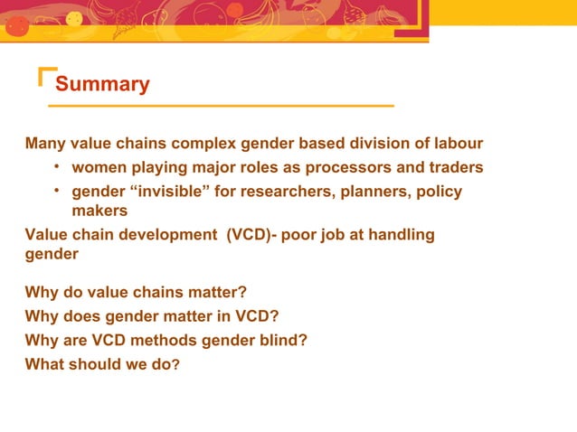 Gender in Value Chains | PPT | Agriculture | Industries