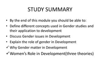 Gender issues in developement | PPTX