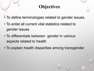Gender issues in health | PPTX