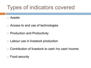 Gender, livestock and livelihood indicators | PPT