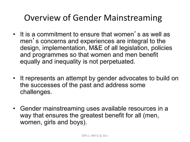 gender mainstreaming. (1).ppt | Politics