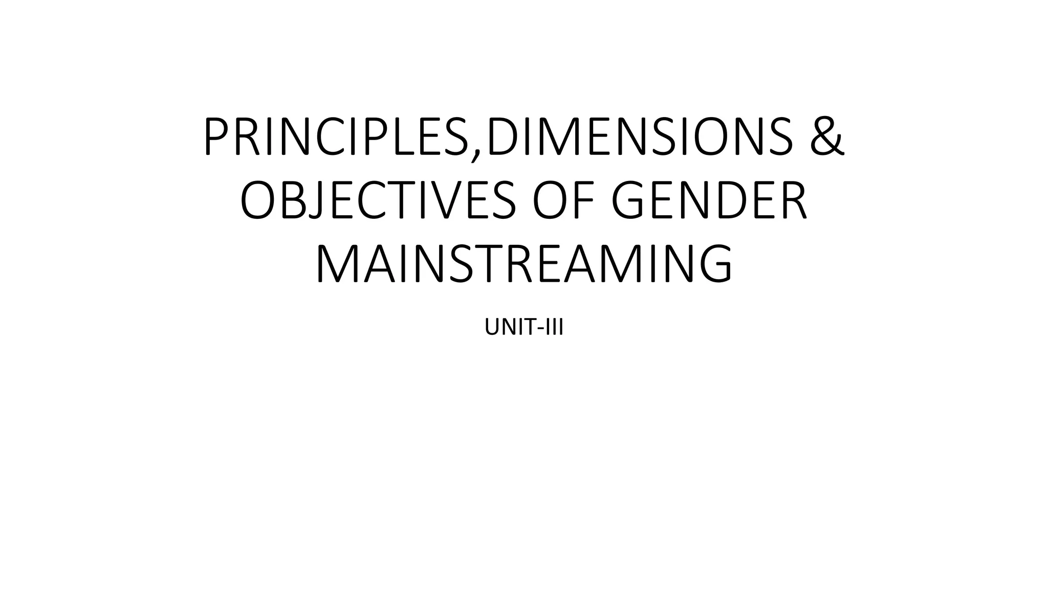 Gender Mainstreaming (Meaning and role and importance) | PDF