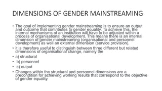 Gender Mainstreaming (Meaning and role and importance) | PDF