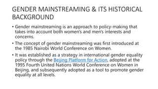 Gender Mainstreaming (Meaning and role and importance) | PDF
