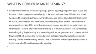Gender Mainstreaming (Meaning and role and importance) | PDF
