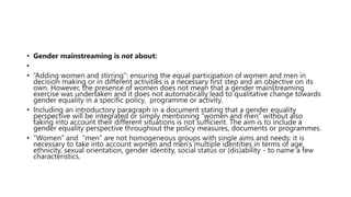 Gender Mainstreaming (Meaning and role and importance) | PDF