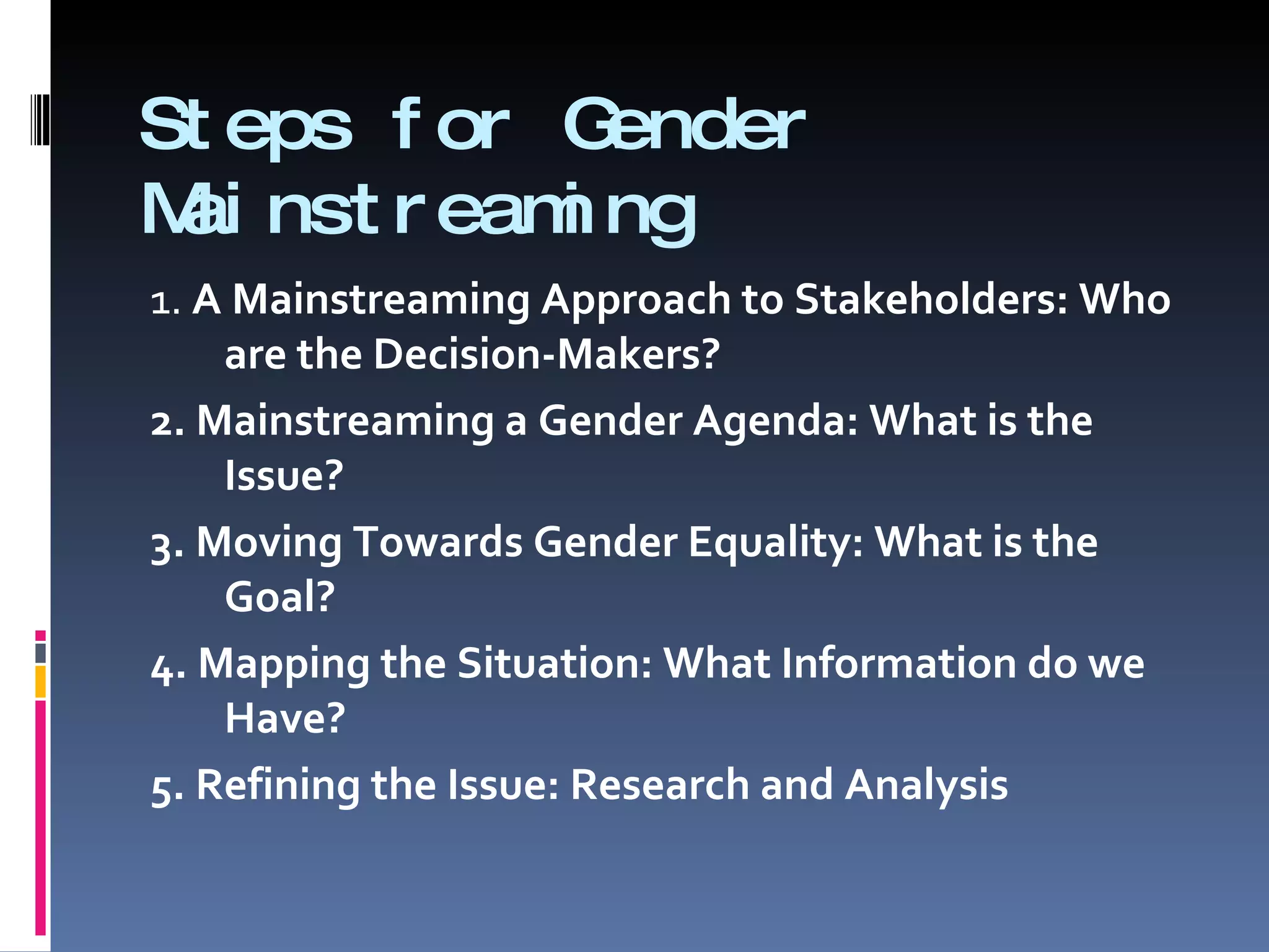 Gender Mainstreaming And Planning | PPT