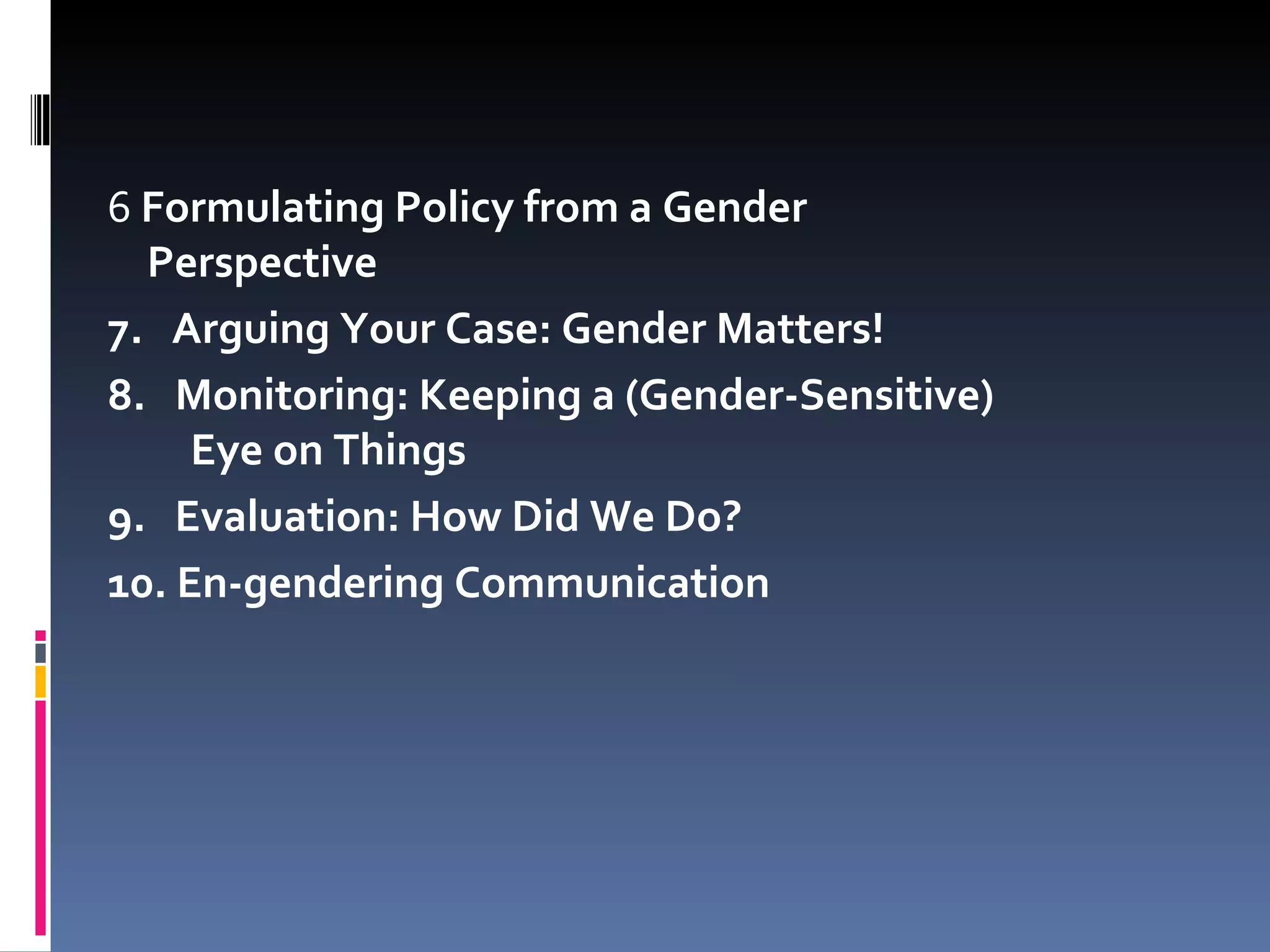 Gender Mainstreaming And Planning | PPT