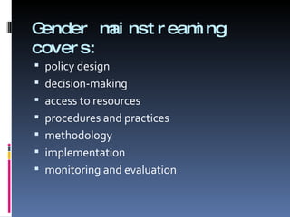 Gender Mainstreaming And Planning | PPT