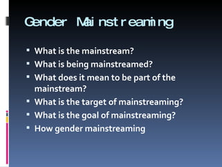 Gender Mainstreaming And Planning | PPT