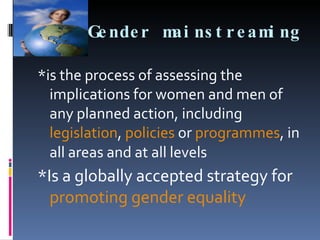 Gender Mainstreaming And Planning | PPT