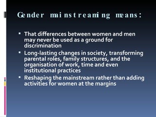 Gender Mainstreaming And Planning | PPT