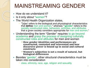 Gender Mainstreaming, Sustainable Development and Political Ecology | PPT