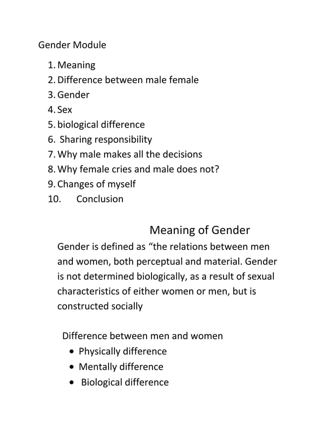 Gender module03 04-2012 | DOCX | Debated Sensitive Social Issues ...