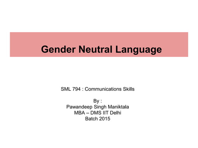 Gender Neutral Language | PPTX | Business and Finance