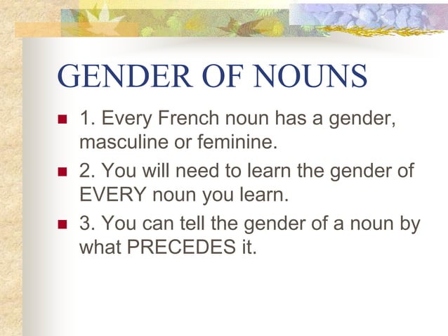 GENDER OF NOUNS and How it is used in sentences | PPT