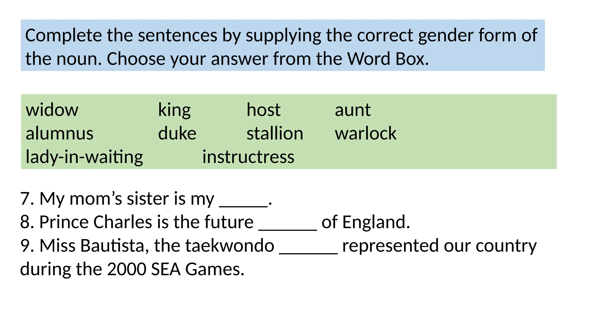 Gender of Nouns - Masculine, Feminine, Common, and Neuter | PPTX